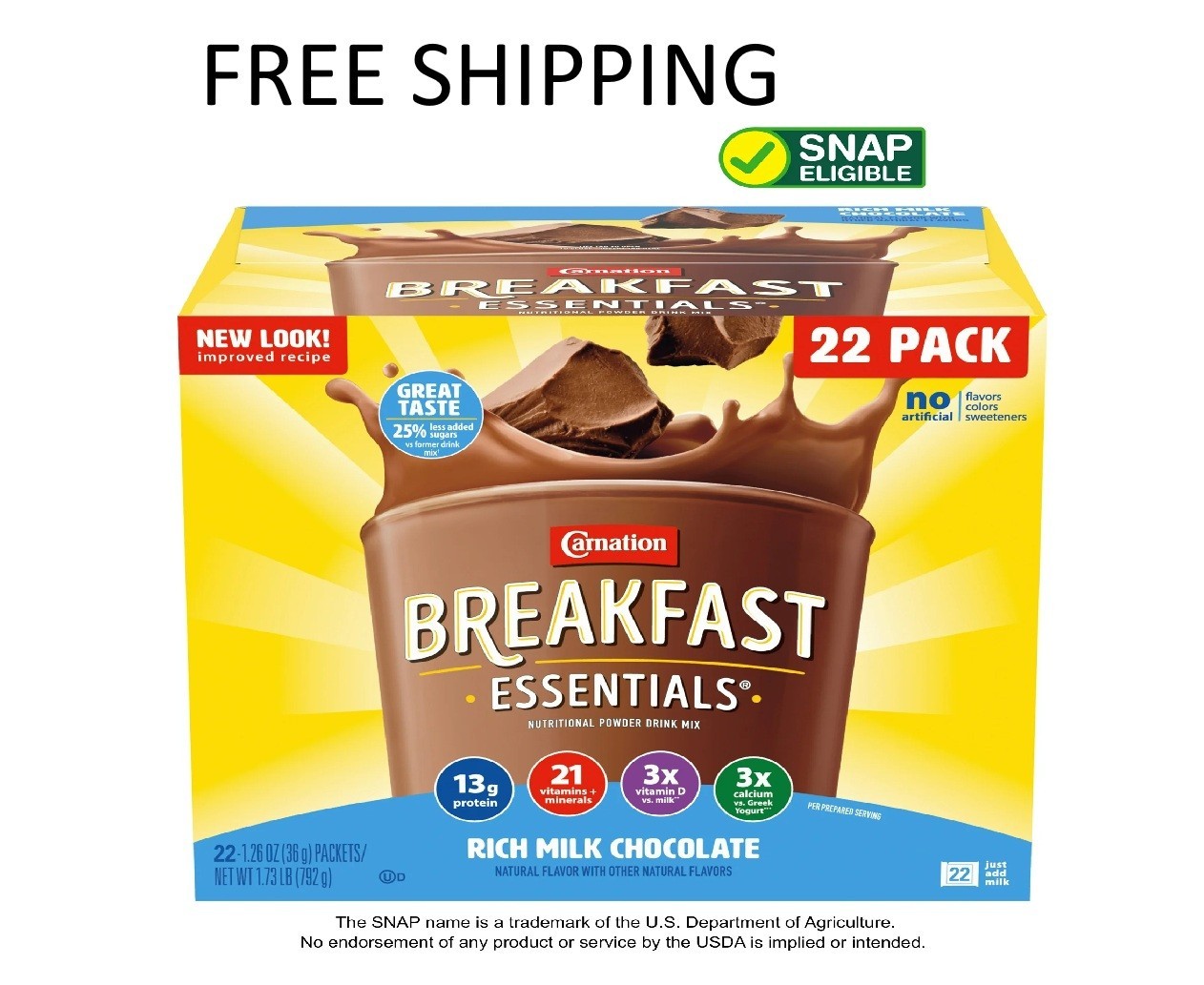 Carnation Instant Breakfast Powder Drink Mix, Rich Milk Chocolate, Box ...