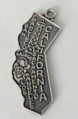 CALIFORNIA Vintage Sterling Silver State Map Charm | eBay