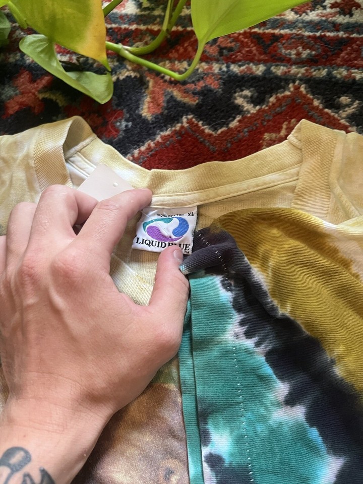 Vintage 90s Liquid Blue Tie Dye Tezh Modarressi Elephant Shirt Size ...