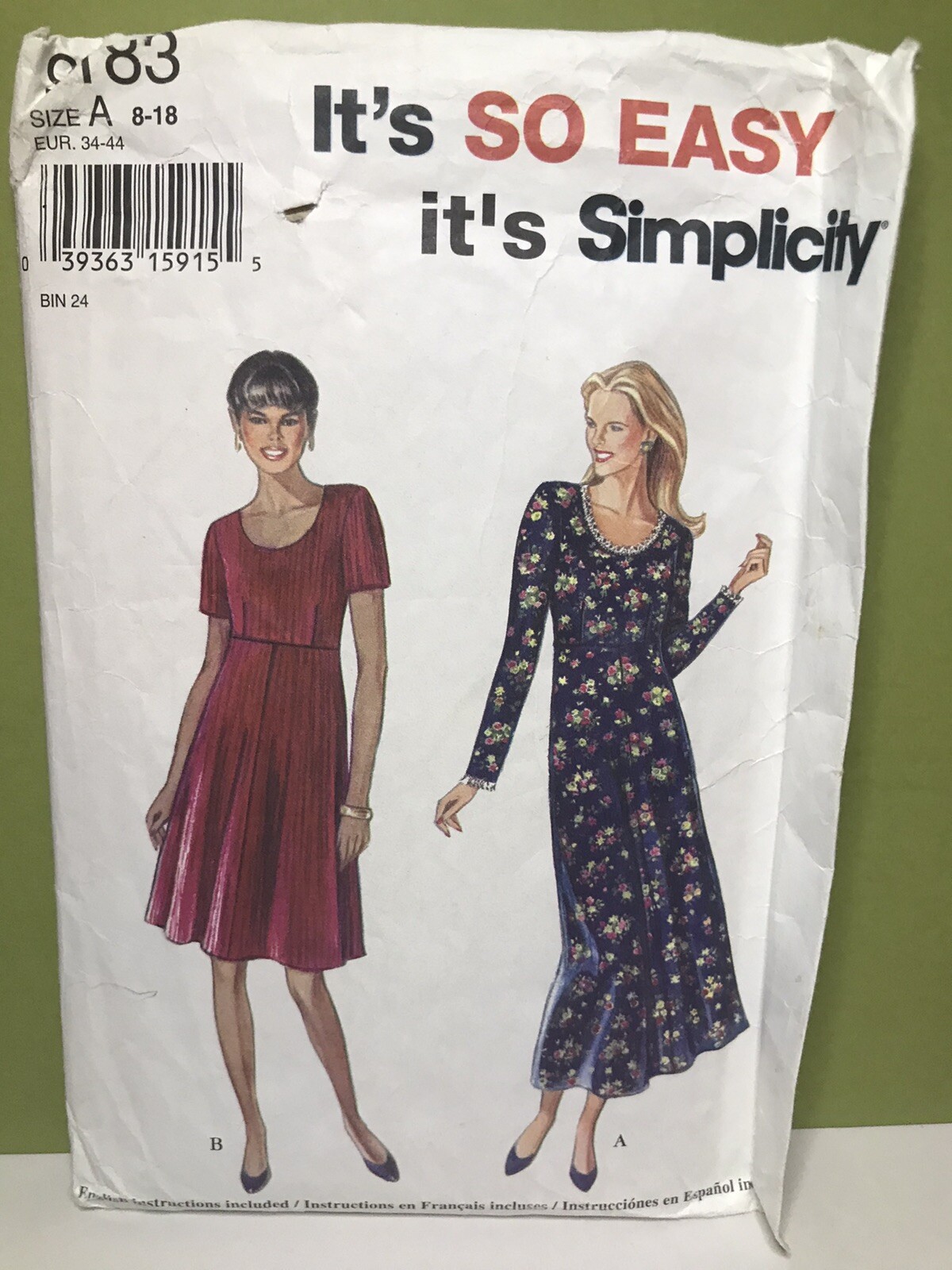 1990's Simplicity Misses' Dress Pattern 9183 Size 8-18 UNCUT | eBay