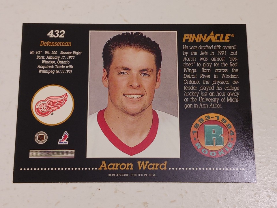 Aaron Ward Detroit Red Wings 1993 - 1994 Pinnacle Rookie Card #432 | eBay