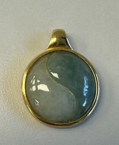 Two Color Green Jade Pendant with 14K Gold Bale & Asian Design | eBay