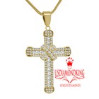 Genuine Yellow Gold Sterling Silver Mini Jesus Cross Pendent Charm 1.50 ...