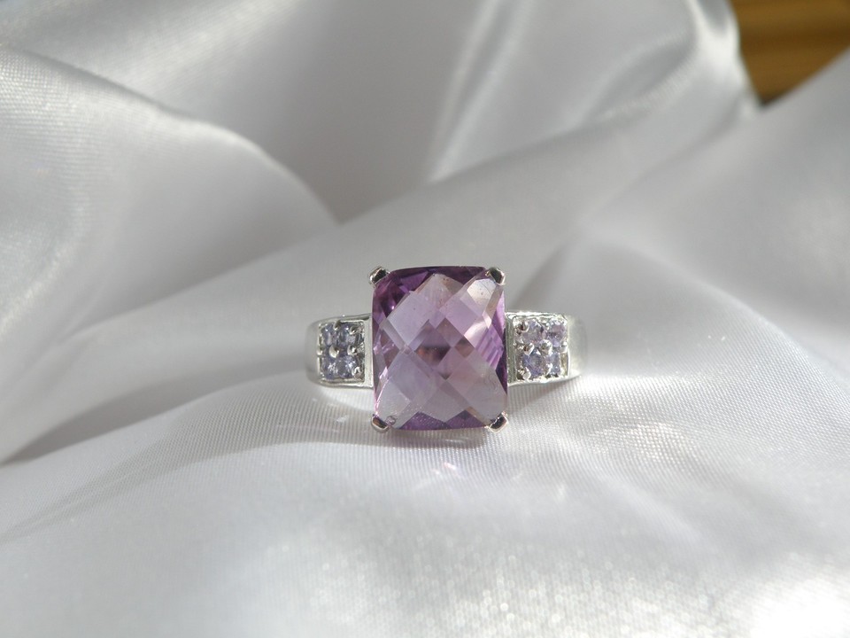 Vintage Sterling Silver 925 Natural Heated Amethyst Tanzanite Ring Size ...