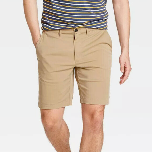 Goodfellow Men Size 34 Sculptural Tan Tech Shorts 9" Inseam Cotton ...
