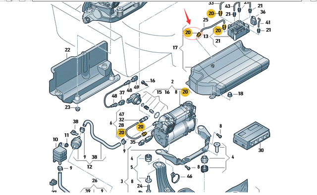 Genuine Air Suspension Absorber Connector for AUDI A6a7a8q7 7L0616757 ...