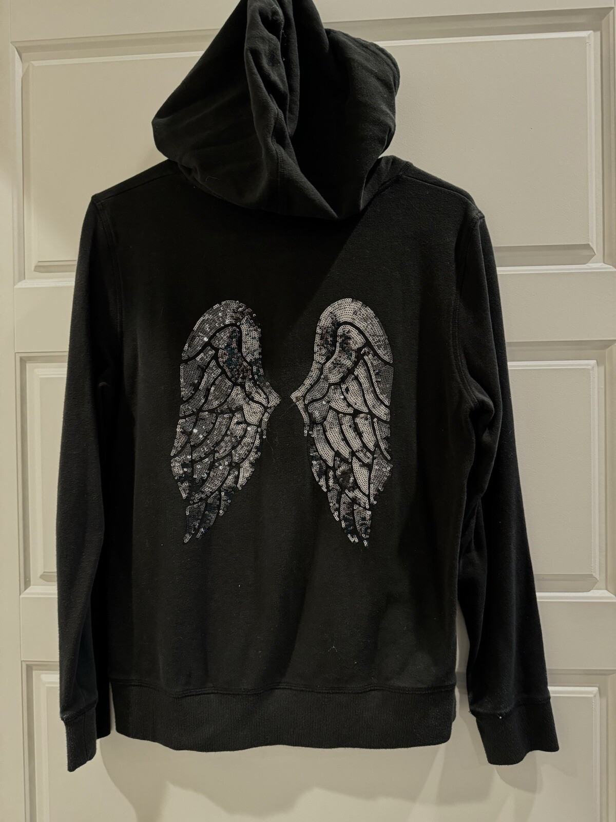 Victoria’s Secret Angel Wings Black Sequin Zip Up Hoo… - Gem