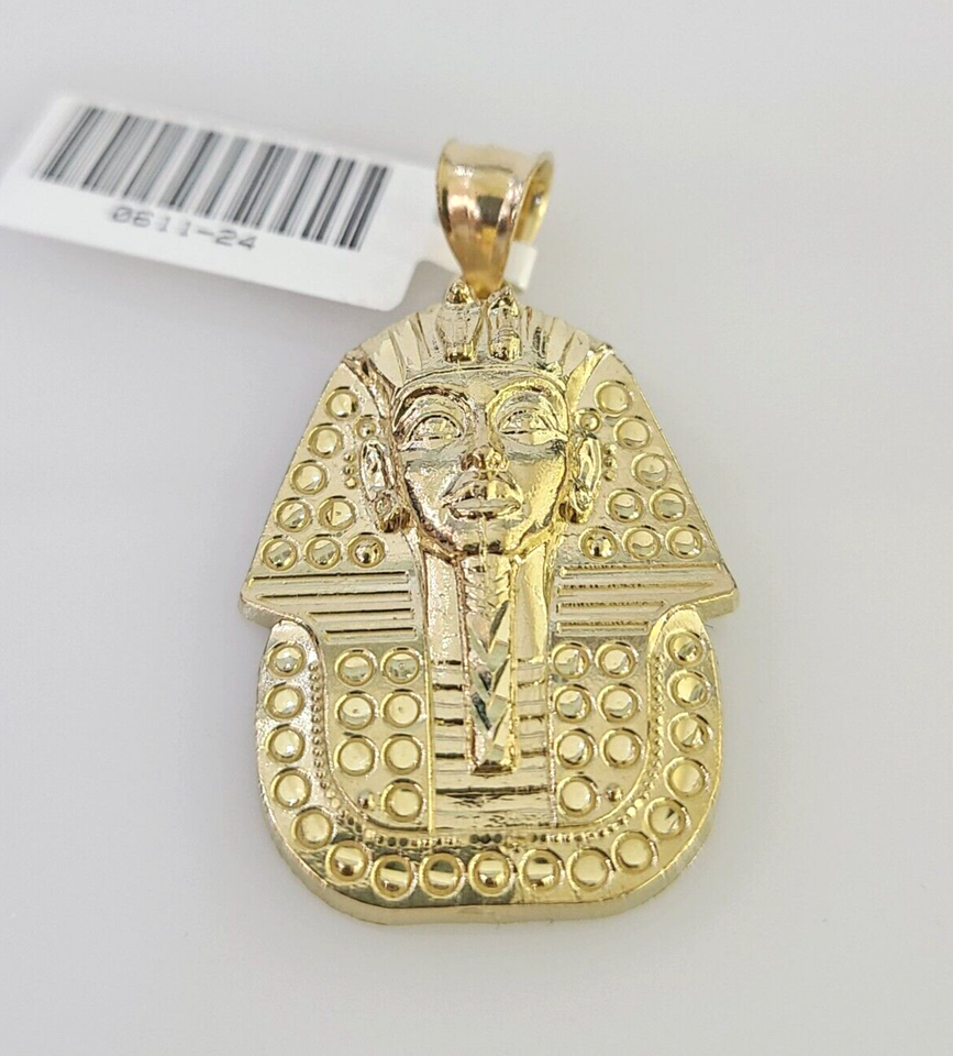 10k Pharaoh Head Charm Pendant Mens REAL 10Kt Egyptian Yellow Gold. | eBay