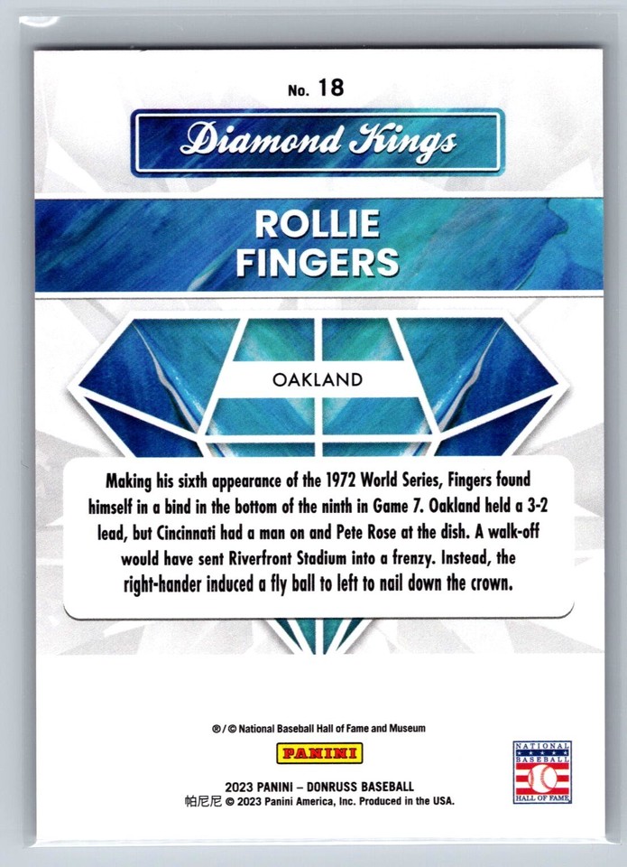 2023 Donruss Rollie Fingers Diamond Kings Holo Red Parallel #/2023 ...