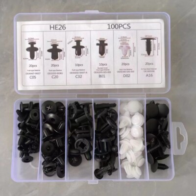 For 100PCS Car Clips Fixer Plastic Fasteners Kit Push Type Rivet ...
