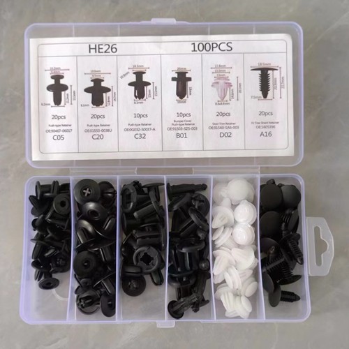 For 100PCS Car Clips Fixer Plastic Fasteners Kit Push Type Rivets ...