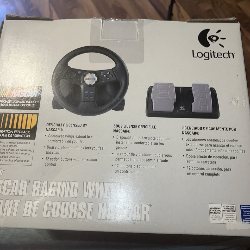 Logitech Nascar Racing Steering Wheel & Pedals for PS2 Driving Force ...