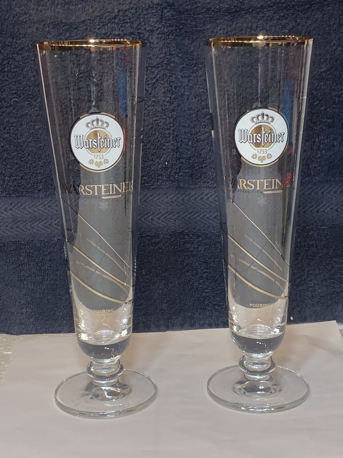 Set of 2 WARSTEINER Tall .4 Liter Fluted Pilsner German Beer Glasses ...