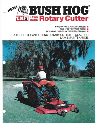 Bush Hog Model TM5 Lawn Care Rotary Cutter Showroom Sales Brochure | eBay