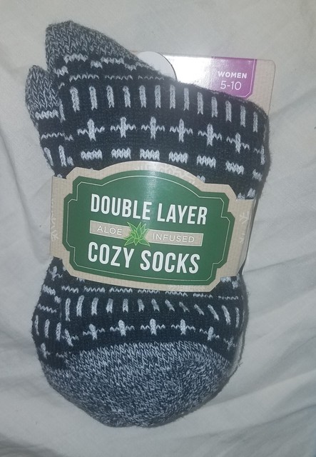 Airplus MEN'S Double Layer Aloe Vera Infused Cozy SOCKS Black Winter ...