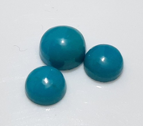AAA 100% Natural Sleeping Beauty Turquoise 3 Pieces Set Round Shape ...