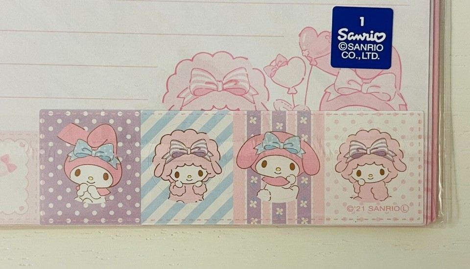 Sanrio 2021 My Melody Stationery Set/8 Writing papers/4 Envs/4 Stickers ...