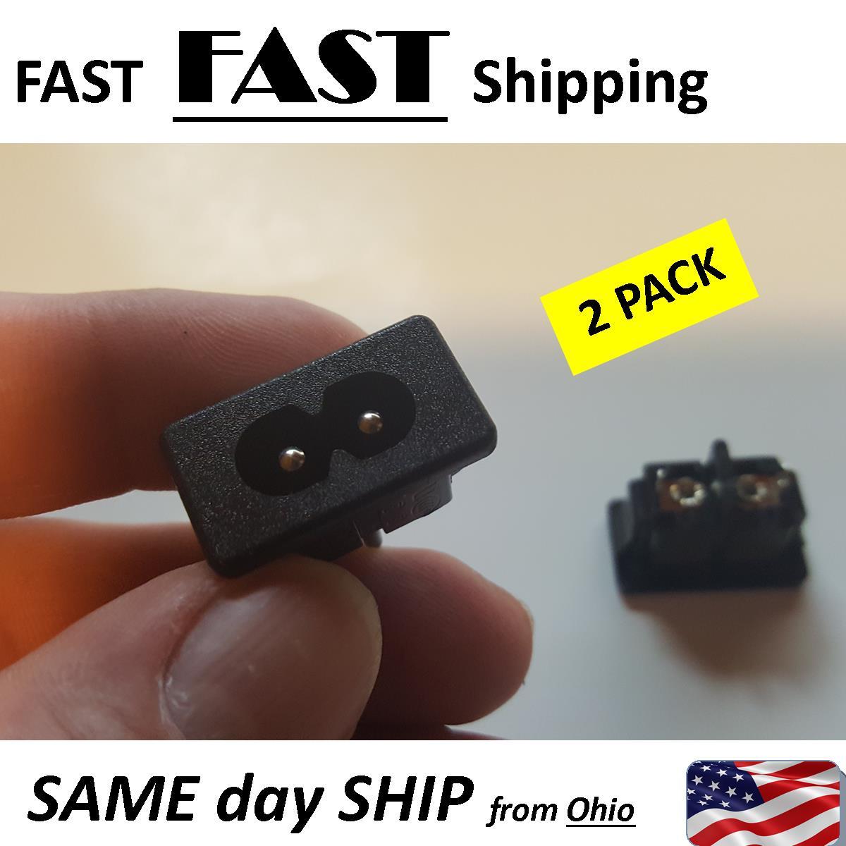 AC250V 2.5A IEC320 C8 Male 2 Pins Power Inlet Socket Panel Mount - 2 ...