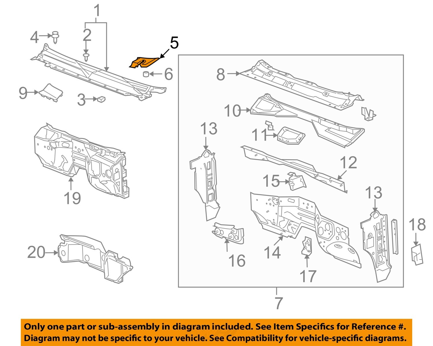 2007-2013 SILVERADO WINDSHIELD COWL GRILLE LEFT HOOD HINGE COVER GM ...