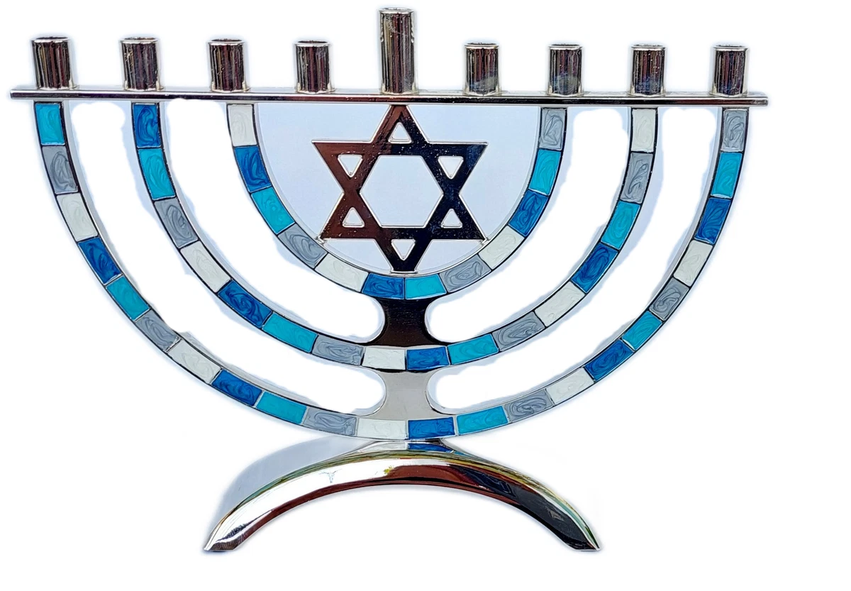 Menorah With Candles And Star Of David