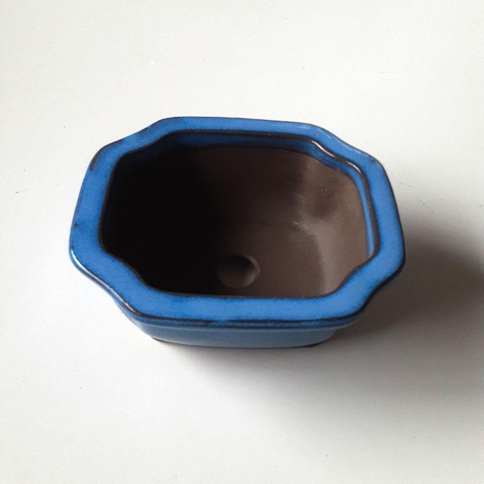 Mini Bonsai Topf Blau Achteckige Japanisch Kunst Form Miniatur Baum ...