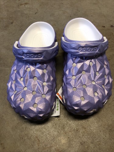 Crocs Classic Iridescent Geo Clog White Purple Men Unisex Size M6/W8 | eBay