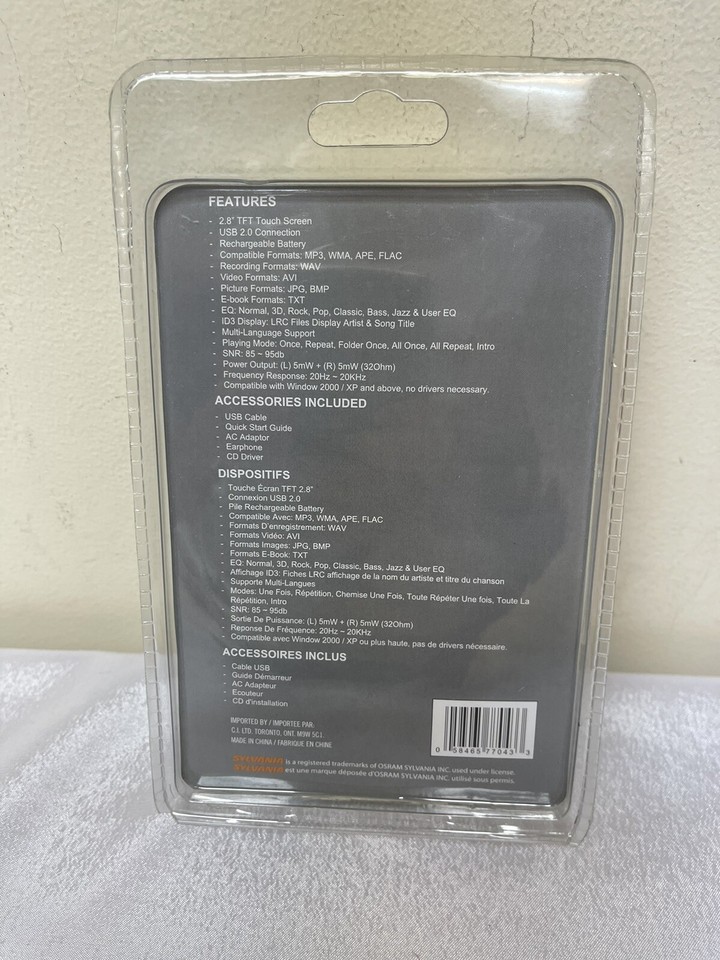 Sylvania SMPK8858 Video MP3 Player 8 GB 2.8” Touch Screen NEW SEALED | eBay