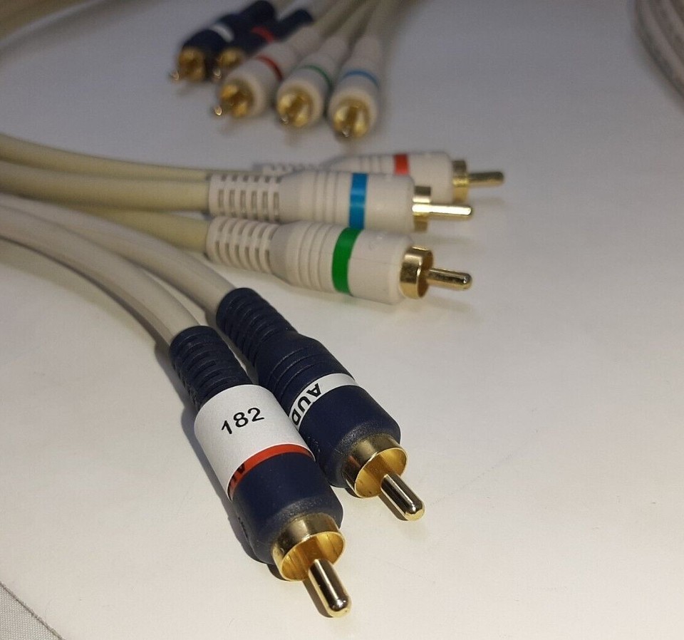 6FT STEREN AUDIO VIDEO CABLE 5 RCA RED GREEN BLUE RGB for HDTV DVD VCR ...