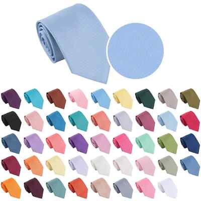 Men's Tie Plain Ties Satin Solid Color Slim Skinny Smart Party Wedding ...