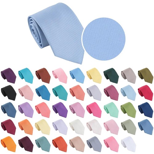 Men's Tie Plain Ties Satin Solid Color Slim Skinny Smart Party Wedding ...