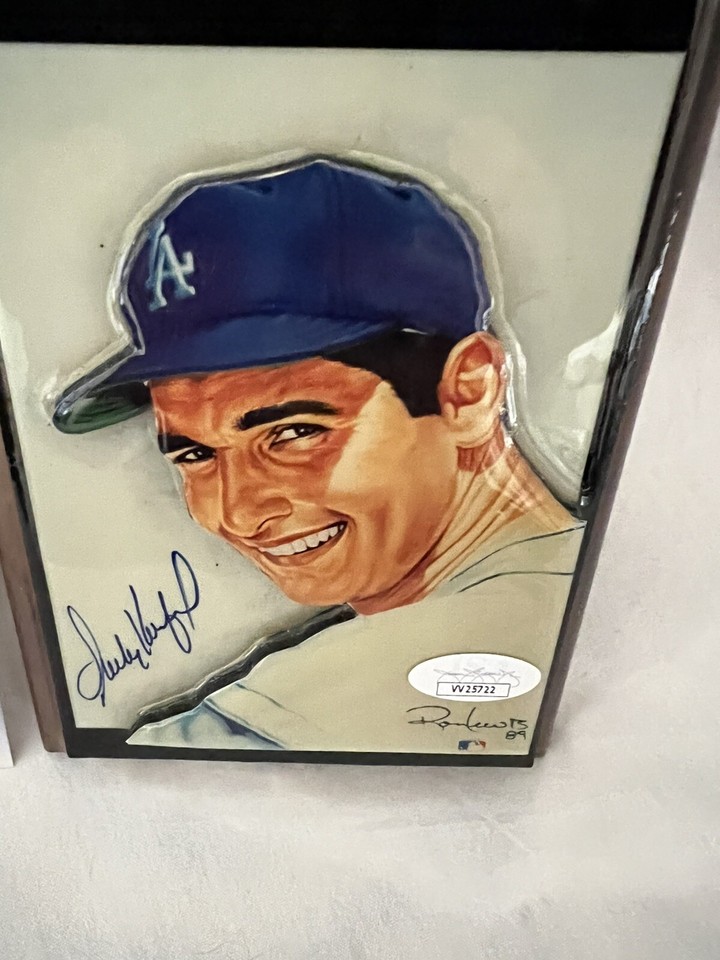 SANDY KOUFAX AUTOGRAPHED 5” X 7 CERAMIC PLAQUE RON LEWIS ARTIST JSA ...