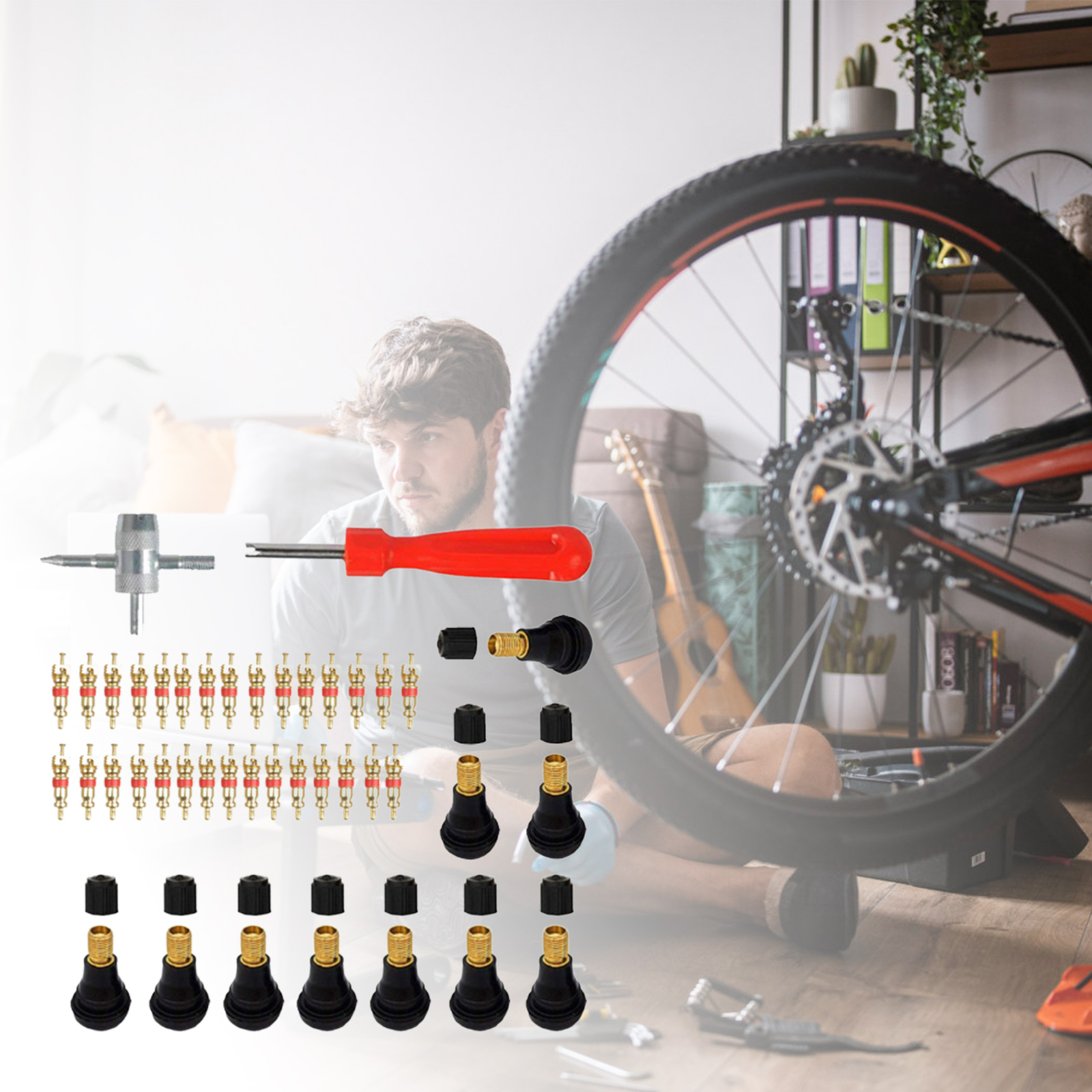 43PCS Car Tire Valve Installation Tool Set Tyre Valve Stem Puller Quick ...