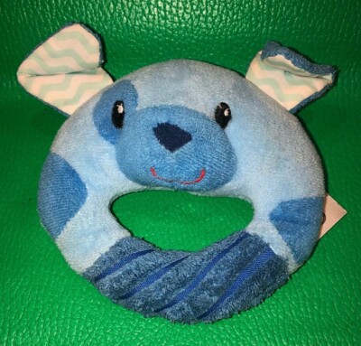 SPARK CREATE IMAGINE STUFFED PLUSH BLUE PUPPY DOG RING RATTLE BABY TOY ...