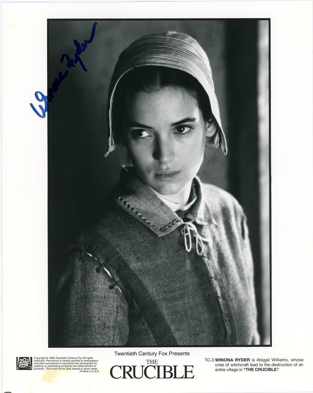 Winona Ryder- Signed B&W Photograph | eBay