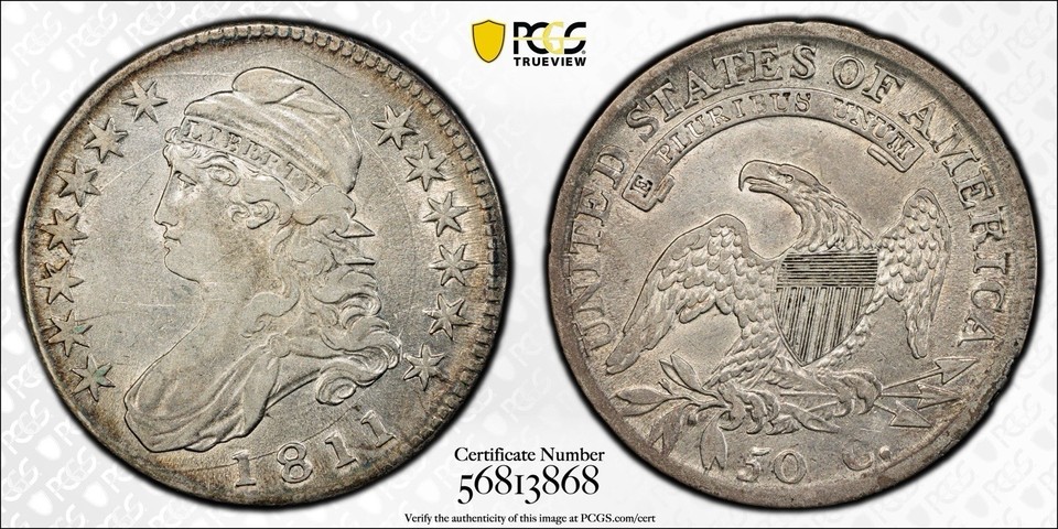 1811 PCGS XF Details Capped Bust Half Dollar ‘Large 8’, Silver Coin ...