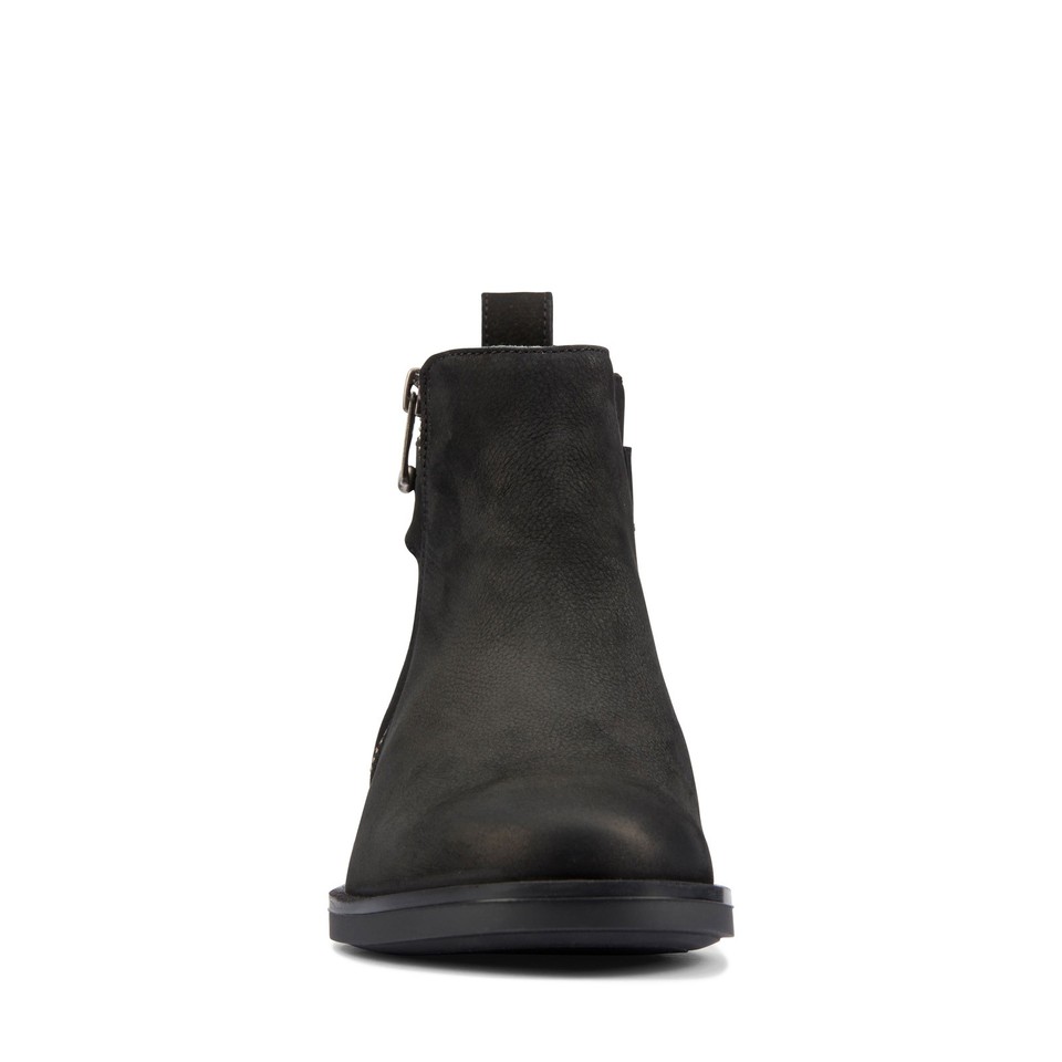 Clarks Memi LO 26162170 Womens Black Nubuck Zipper Ankle & Booties ...