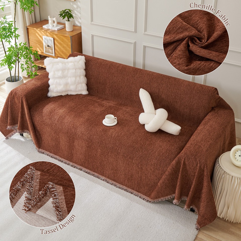 91" XL Chenille Sofa Cover 8 Colors Enlarged Sectional Couch Cover ...