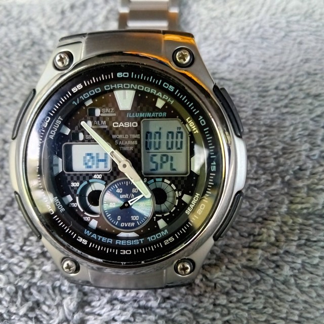 Casio Illuminator World Time Alarm 5082 Aq-190w Digital Mens ...