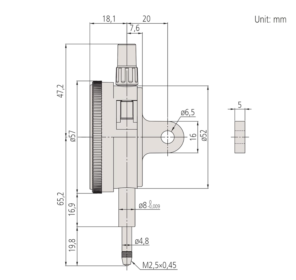 Mitutoyo Standard Dial Indicator 2046A – 0.01mm Resolution / 10mm Range ...