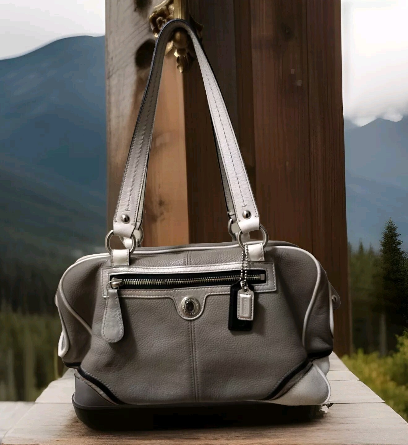 COACH "Laura" Special Satchel Pebbled Leather Purse … - Gem