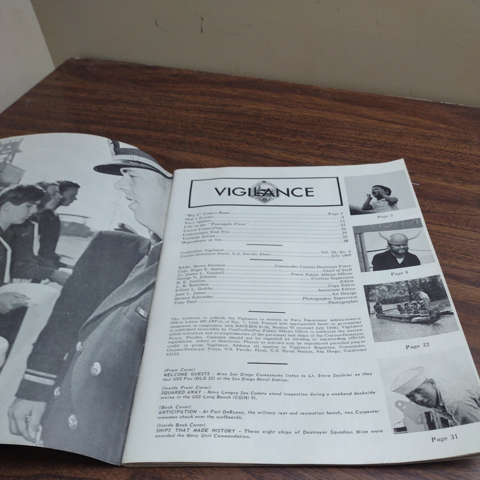 USS VIGILANCE (AM-324) Destroyer Navy Naval Ship Magazine July 1969 ...