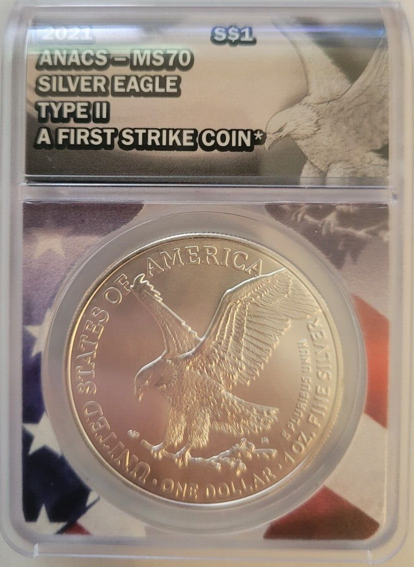 2021 $1 AMERICAN SILVER EAGLE ANACS MS70 TYPE 2 FIRST STRIKE LABEL | eBay