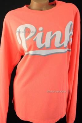 Victoria's Secret PINK Tunic Crew Cursive Graphic Logo Tee Top Neon | eBay
