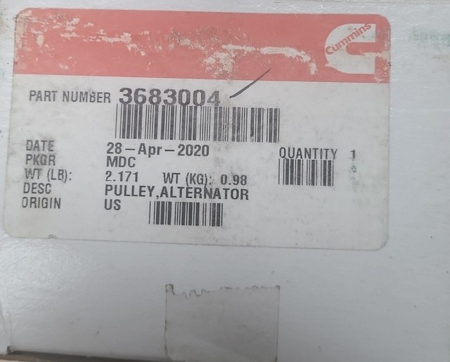 OEM Cummins Pulley Alternator 3683004 Loc D3 for sale online | eBay