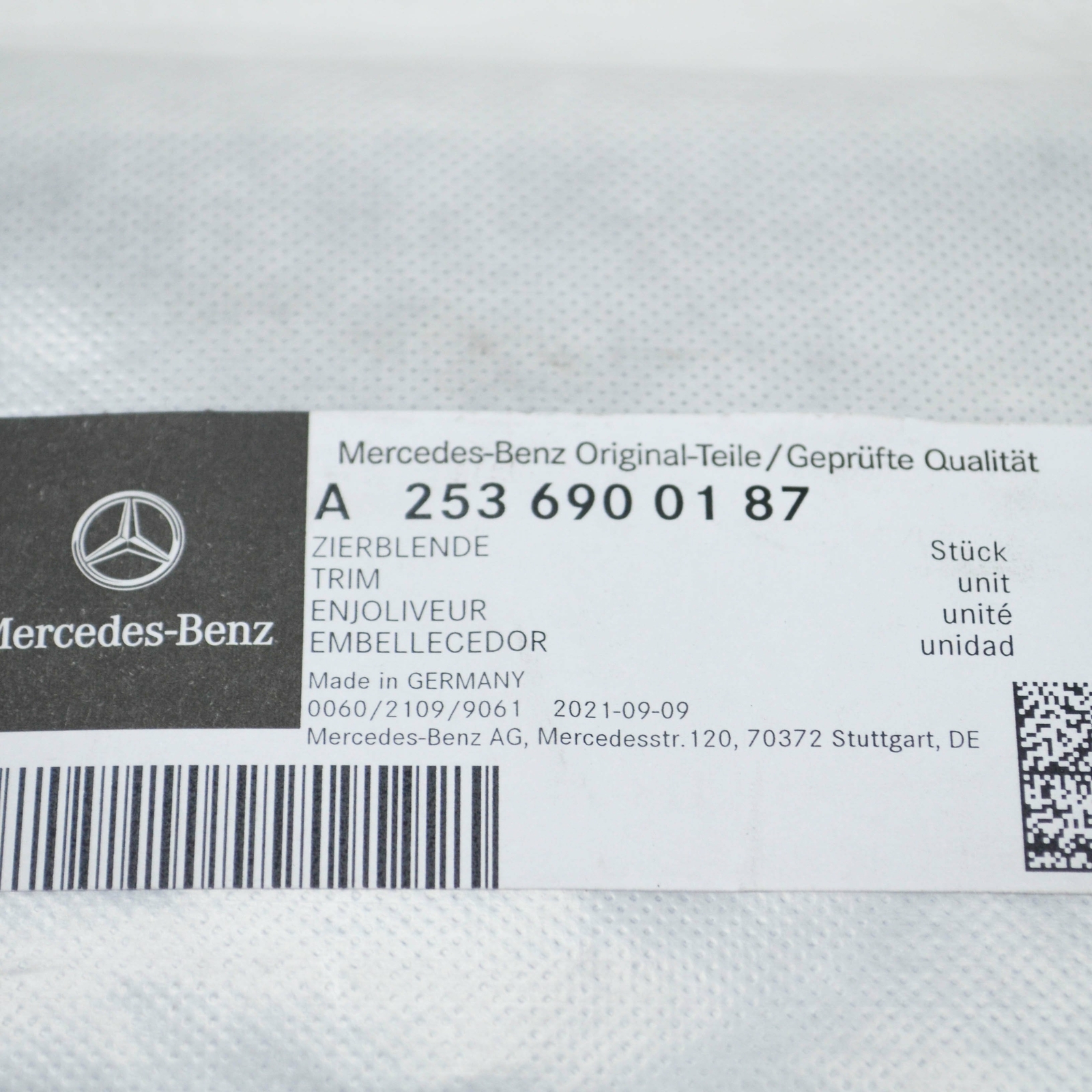 MB GLC X253 Front Left Door Exterior B-Pillar Trim A2536900187 NEW ...