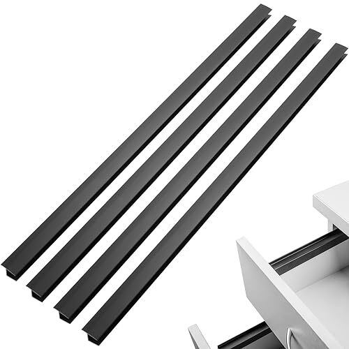 4 Pieces Hanging File Rails 24 Inch PVC Drawer Black File Cabinet Rails ...