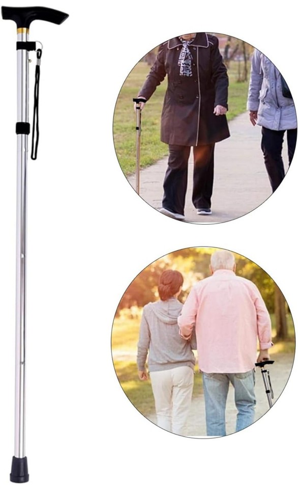 88.9cm Extendable Walking Stick Silver Lightweight Portable Men Women ...