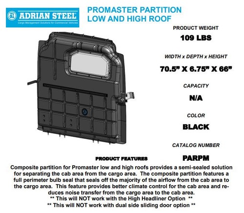 Adrian Steel PARPM, Composite Partition w/ Visibility, for RAM ...