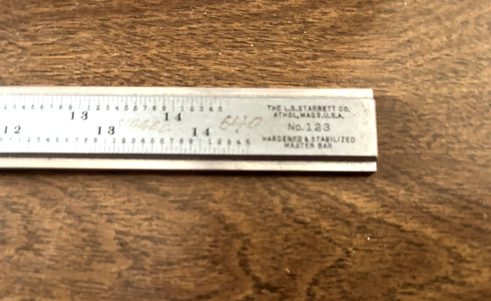Starrett 14” Vernier Caliper No. 123 Hardened and Stabilized Master Bar ...