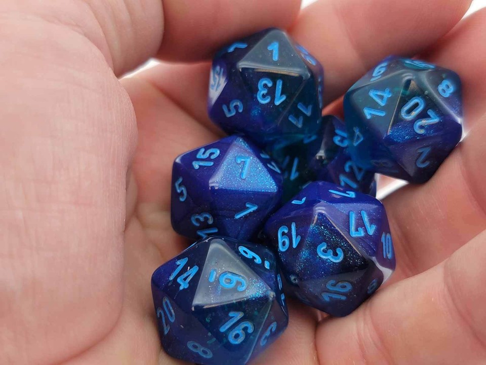 Luminary Gemini 20 Sided D20 Dice, 6 Pieces - Blue-Blue with Light Blue ...